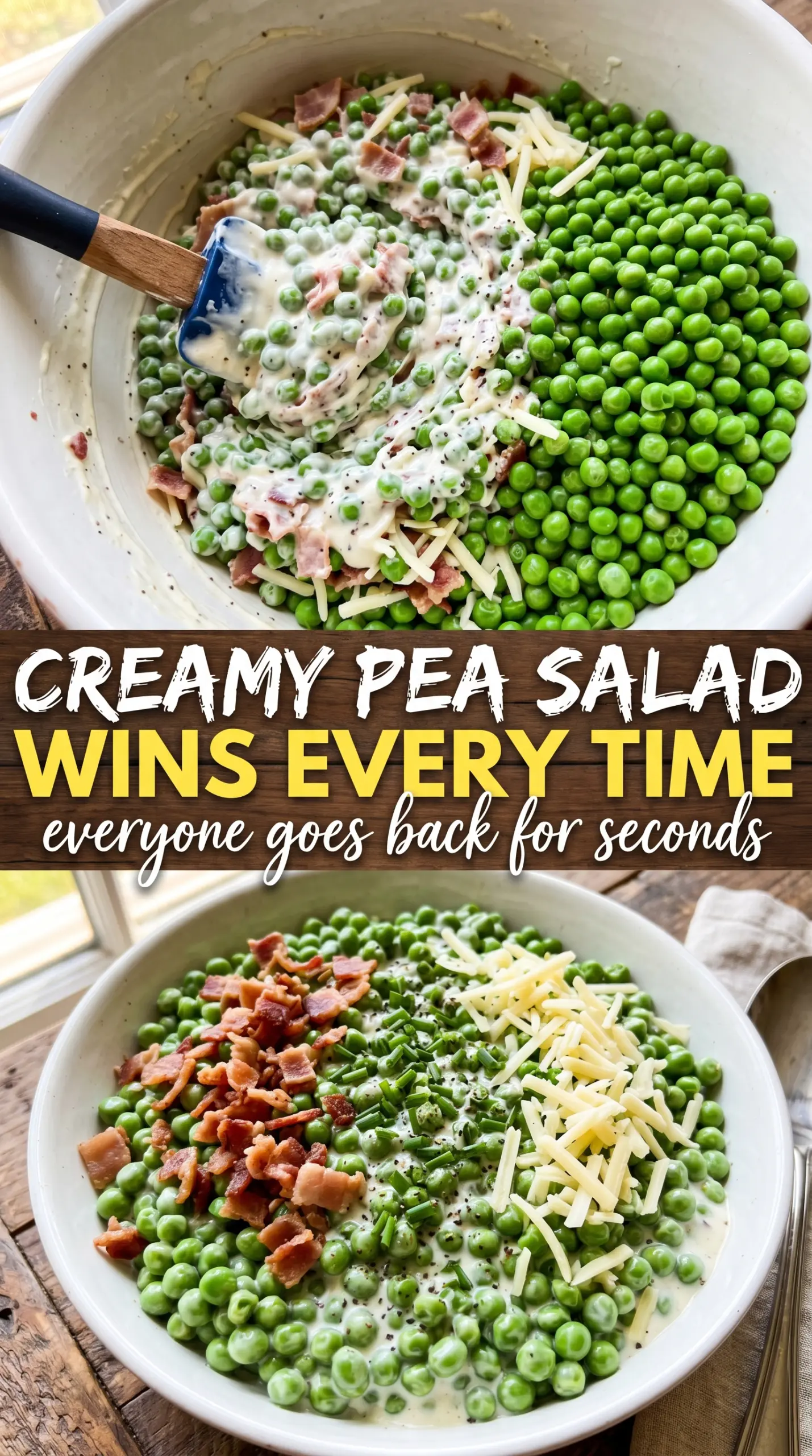 Creamy Pea Salad with Bacon & Cheddar